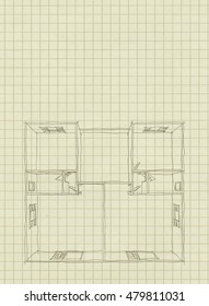 2d Freehand Sketch Drawing Empty Home Stock Illustration 479811031 ...