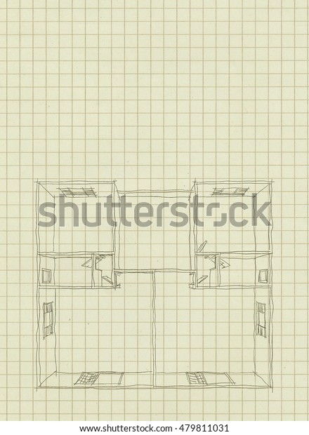 2d Freehand Sketch Drawing Empty Home Stock Illustration 479811031 ...
