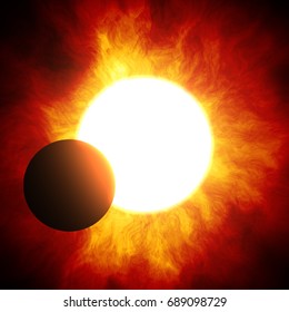 2d Illustration Beginning Solar Eclipse Stock Illustration 689098729 ...