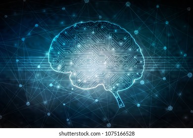2d Illustration Concept Thinking Background Brain Stock Illustration ...
