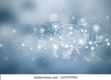2d Illustration Concept Thinking Background Brain Stock Illustration ...