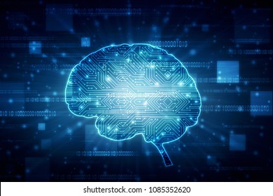 2d Illustration Concept Thinking Background Brain Stock Illustration ...