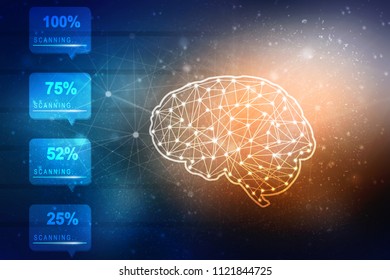 2d Illustration Concept Thinking Background Brain Stock Illustration ...