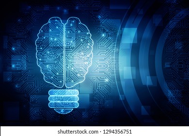 2d Illustration Concept Thinking Background Brain Stock Illustration ...