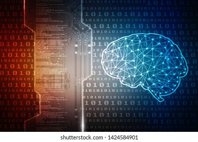 2d Illustration Concept Thinking Background Brain Stock Illustration ...