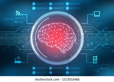 2d Illustration Concept Thinking Background Brain Stock Illustration ...