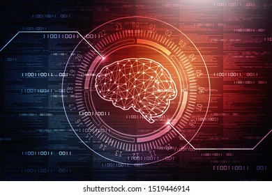 2d Illustration Concept Thinking Background Brain Stock Illustration ...