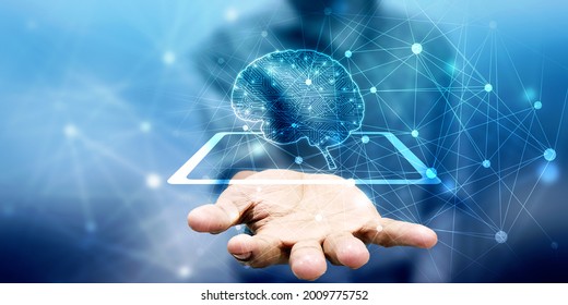 2d Illustration Concept Thinking Background Brain Stock Illustration ...