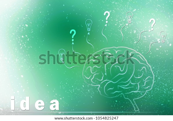 2d Illustration Concept Thinking Background Brain Stock Illustration ...