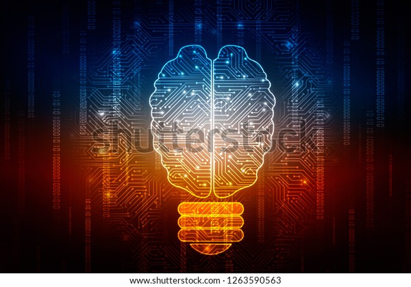 2d Illustration Concept Thinking Background Brain Stock Illustration ...