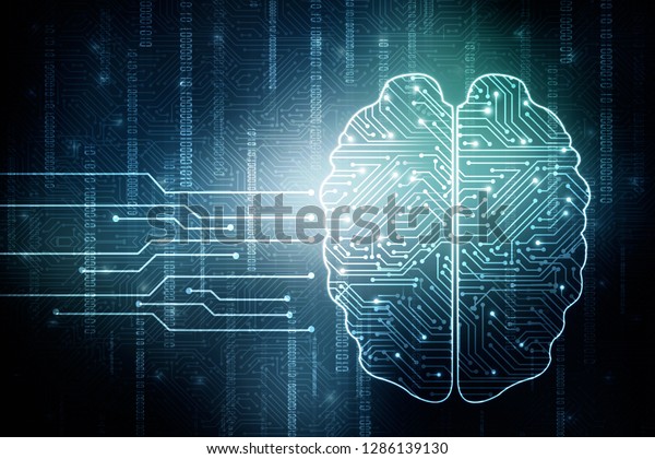 2d Illustration Concept Thinking Background Brain Stock Illustration ...