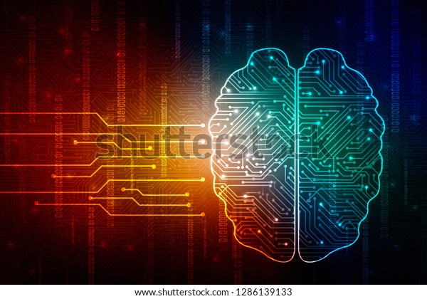 2d Illustration Concept Thinking Background Brain Stock Illustration ...