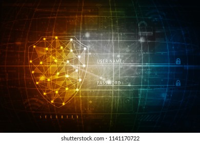 2d Illustration Security Concept Shield On 스톡 일러스트 1151225531 ...