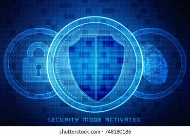 2d Illustration Security Concept Shield On Stock Illustration 748180186 ...