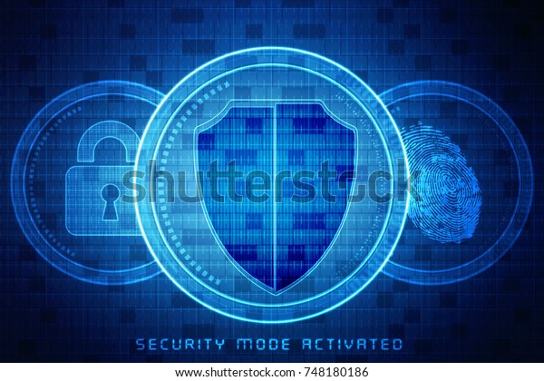 2d Illustration Security Concept Shield On Stock Illustration 748180186