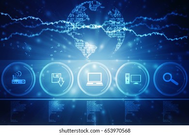 2d Rendering Globe Internet Connecting Stock Illustration 492499759