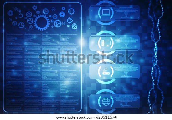 2d Illustration Technology Background Stock Illustration 628611674