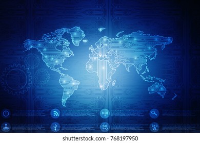 2d Illustration World Map Abstract Background Stock Illustration ...