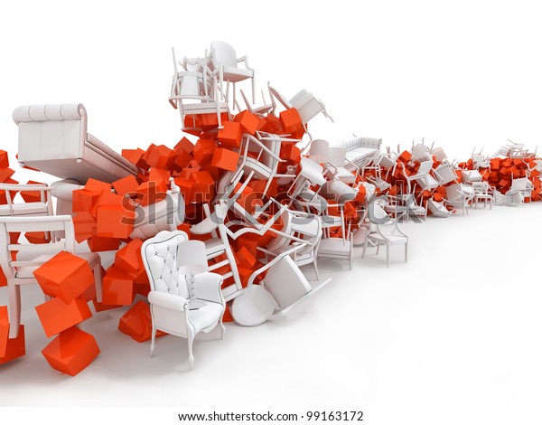 3d Abstrack Scene Messy Classic Armchair Stock Illustration 99163172 ...