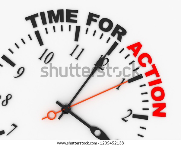 3d Abstract Clock Word Time Action Stock Illustration 1205452138 ...