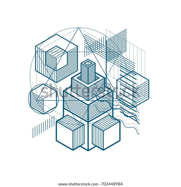 3d Abstract Isometric Background Layout Cubes Stock Illustration ...