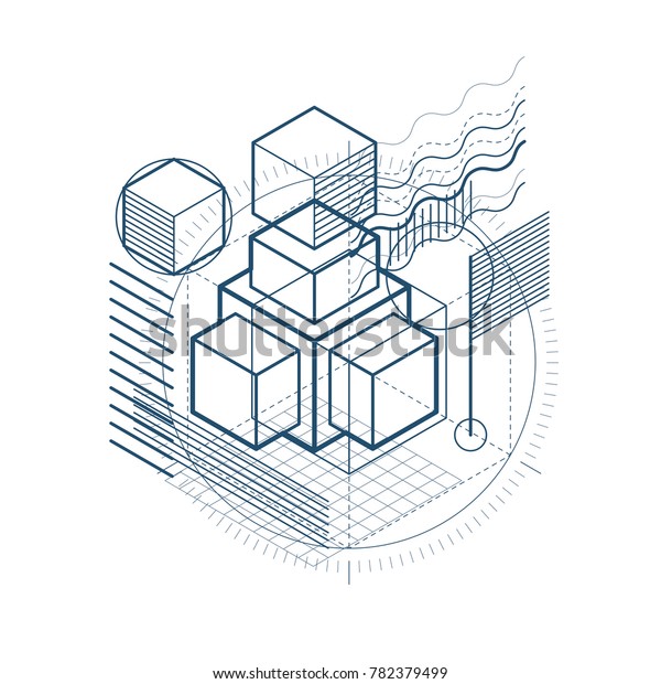 3d Abstract Isometric Background Layout Cubes 스톡 일러스트 782379499 ...