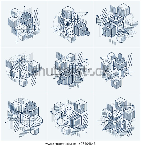 3d Abstract Isometric Backgrounds Layouts Cubes Stock Illustration ...