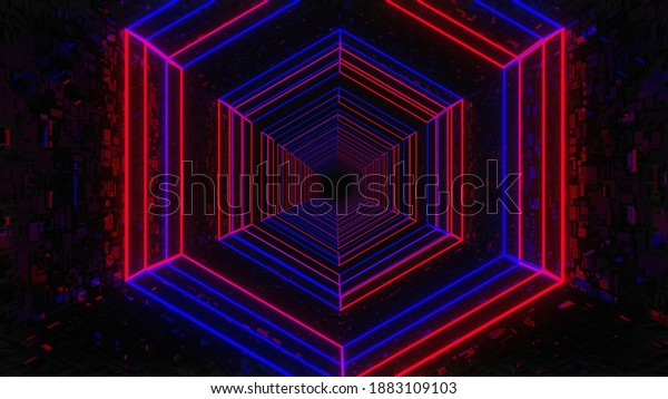 3d Abstract Neon Lights Loop Animation Stock Illustration 1883109103 ...