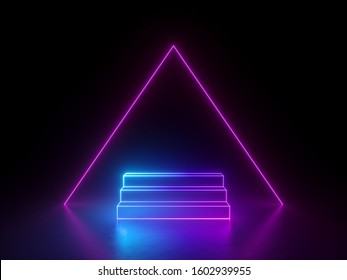 3d Abstract Neon Triangular Pyramid Steps Stock Illustration 1602939955 ...