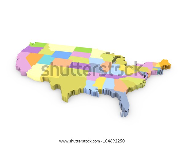 3d American Map: ภาพประกอบสต็อก 104692250 | Shutterstock
