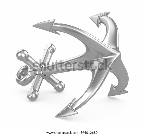 3d Anchor On White Background Stock Illustration 594012680