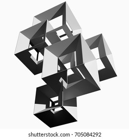 3d Architectural Design Cubic Structure Black Stock Illustration ...
