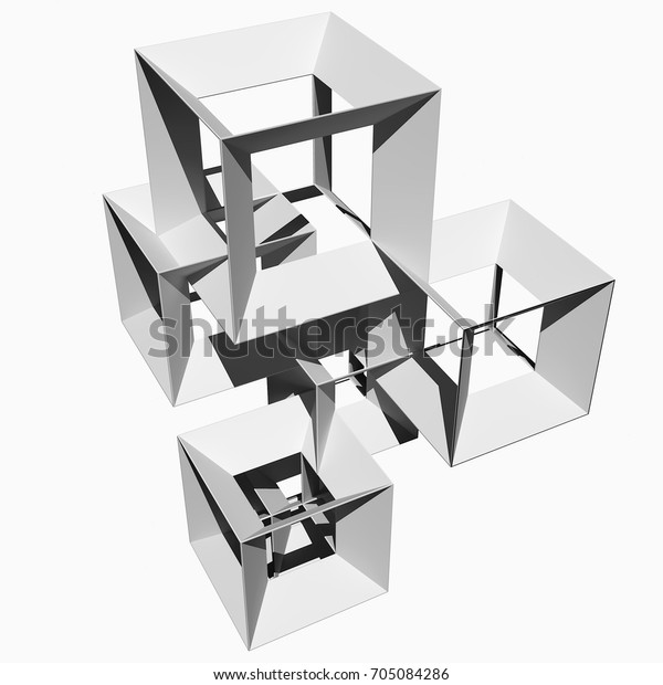 3d Architectural Design Cubic Structure Black Stock Illustration ...