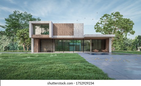 3d Architectural Visualization House Stock Illustration 1752929234