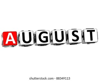 3d August Block Text On White 스톡 일러스트 88349113 | Shutterstock