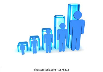 3d Bar Graph Showing Increase People Stock Illustration 1876815