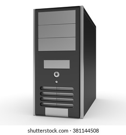 3d Black Computer Case Isolated On Stock Illustration 381144451