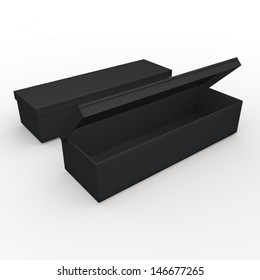 3d Black Long Rectangle Opened Box Stock Illustration 146677265 ...