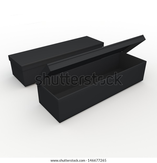 3d Black Long Rectangle Opened Box Stock Illustration 146677265 ...