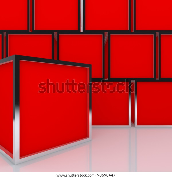 3d Blank Abstract Red Box Display Stock Illustration 98690447 ...