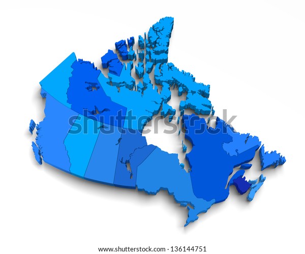 3d Blue Canada Map On White Stock Illustration 136144751 | Shutterstock