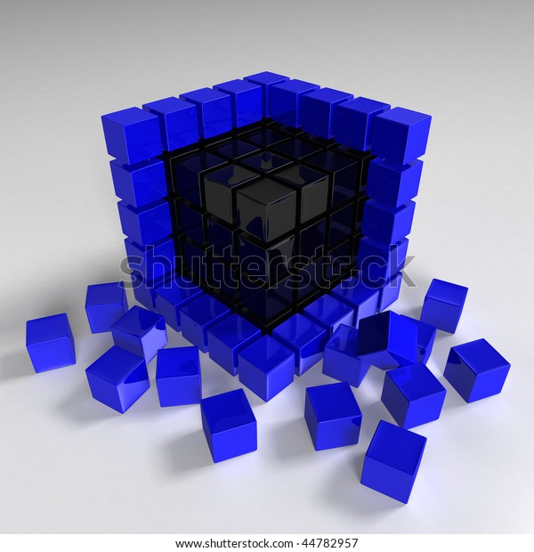 3d Blue Cube Core Stock Illustration 44782957