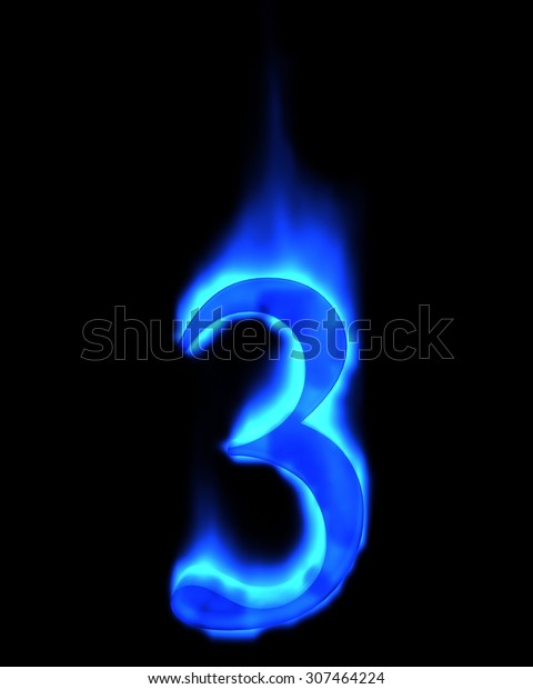 3d Blue Fire Digit Three Stock Illustration 307464224 | Shutterstock