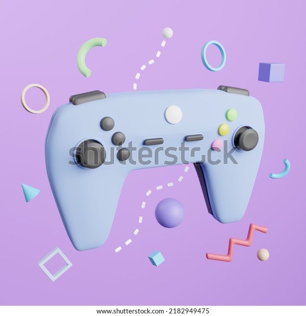 3d Blue Gamepad Joystick Controller Entertainment Stock Illustration ...