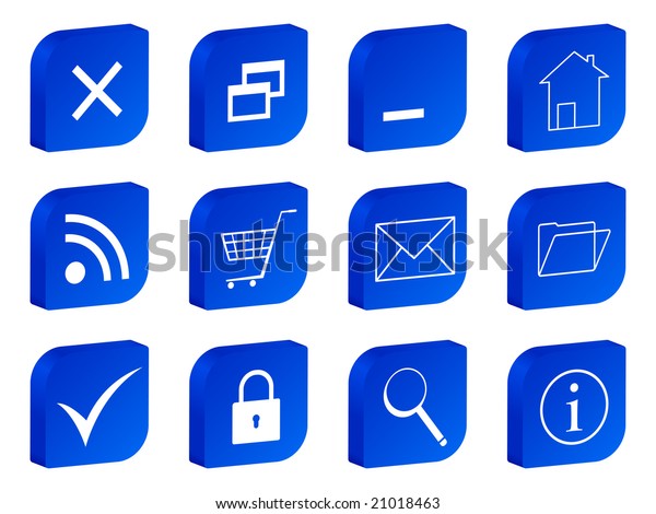 3d Blue Icon Set Stock Illustration 21018463 | Shutterstock