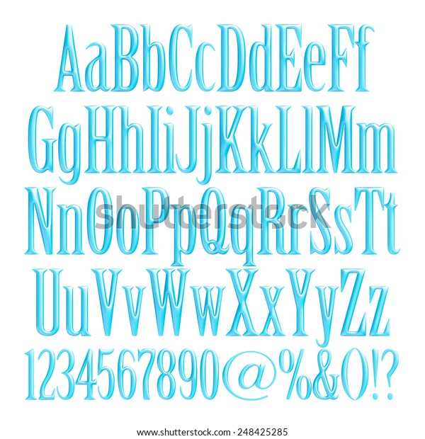 3d Blue Uppercase Lowercase Letters Digits Stock Illustration 248425285 ...