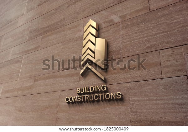3d Building Construction Wall Logo Mockup Stock Illustration 1825000409 ...