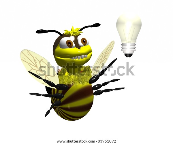 3d Bumble Bee Light Bulb Idea: стоковая иллюстрация, 83951092 ...