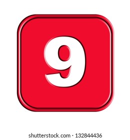 3d Button Number Nine Stock Illustration 132844436 | Shutterstock