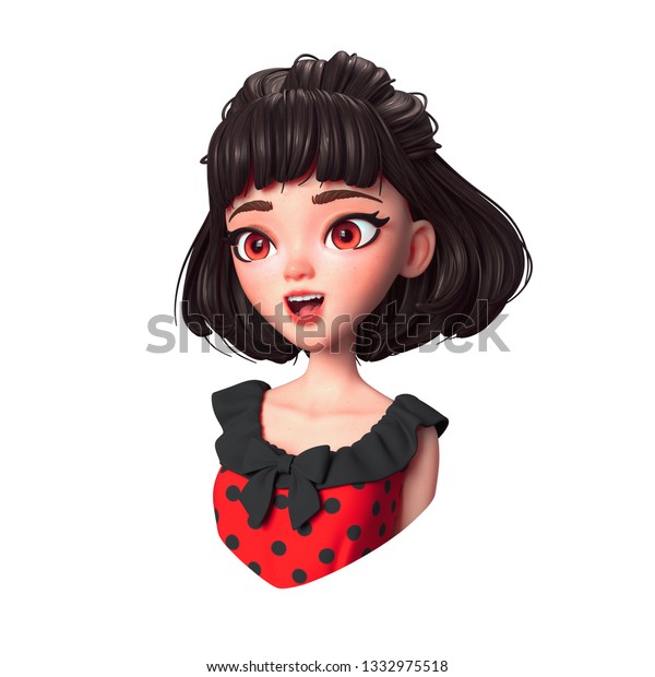 3d Cartoon Character Brunette Girl Big 스톡 일러스트 1332975518 Shutterstock